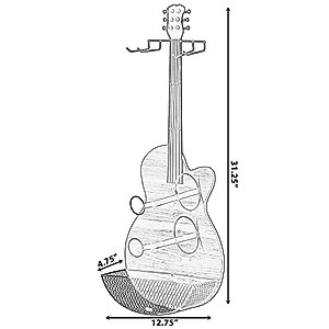 Vintiquewise Black Metal Guitar Shaped Wine Rack Holder for Living Room, Dining, or Entryway