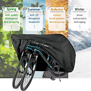 WAEKIYTL Bike Cover Waterproof Outdoor XL XXL Bicycle Cover for 2 Bikes Oxford Fabric Rain Sun UV Dust Wind Proof Motorcycle Covers for Mountain Road Electric Bike Tricycle Cruiser - Black XXL 420D