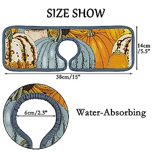 Kitchen Faucet Mat Splash Guard 2 Pieces Bright Pumpkins and Sunflowers Absorbent Faucet Sink for Bathroom Counter,Faucet Counter Water Stains Preventer Drip Catcher