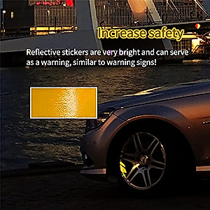Kelenate® (Yellow) 6pcs Wheel Rim Stripe Reflective Stickers for Car Vinyl Reflective Safety Decoration Stripe Universal Rim Decals for Bumper Fender Accessories Compatible with GLE Class