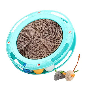 3 in 1 Cat Toy，Cat Scratcher Toy,Cat Ball Toy, Turntable Roller Track with Ball ,Cat Toy,Cat IQ Training(1 Pack with Two Mouse Play Toy)