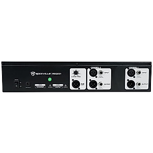 Rockville REQ231 Dual 31 Band 1/3 Octave Graphic Equalizer with Sub-Output, Grey