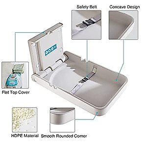 KSITEX Vertical Baby Changing Station, Wall Mounted Changing Table, Portable Diaper Changing Tables for Home Commercial Bathroom (1 White Gray)