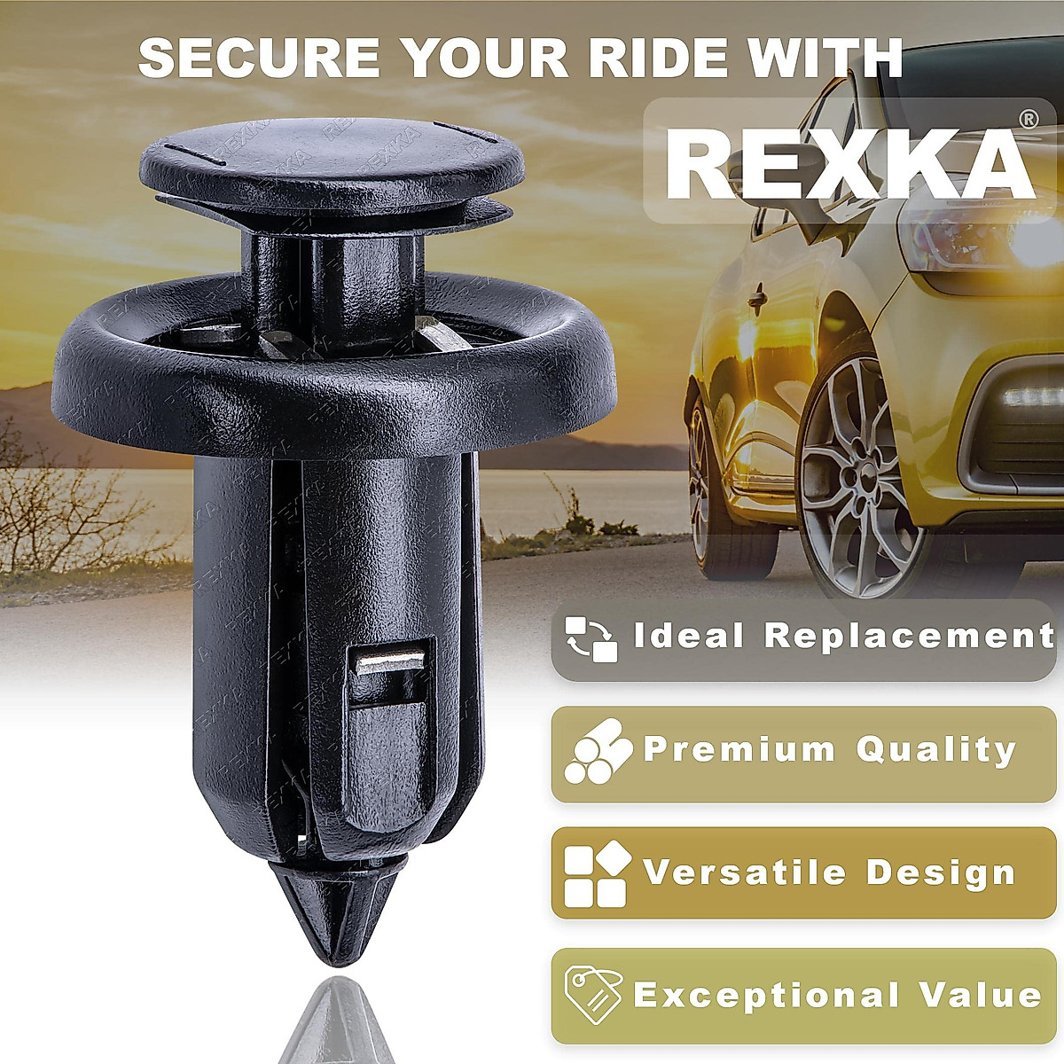 Rexka 40pcs Bumper Fender Grille Splash Shield Clips 91506-S9A-003 Stem Length 16 mm Compatible with Honda Acura Accord Civic CR-V Odyssey MDX RDX TSX TL ILX