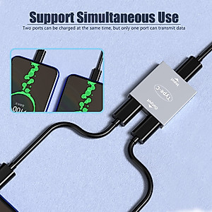 YACSEJAO USB C Splitter Dual USB C Charger Adapter USB Female to Female Double USB C Port Hub Charger Power Split Adapter Splitter（2 Pack）