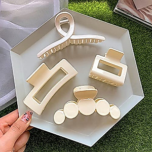 6Pcs Big Hair Claw Clips Nonslip Large Clip for Women Thin Cute Jaw Claws Barrettes Ponytail Holder Accessories,White