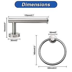 NearMoon 2 Pieces Bathroom Hardware Accessories, Towel Ring and Toilet Paper Holder- Stainless Steel Bathroom Towel Hanger and Hand Towel Holder, Wall Mounted (Brushed Nickel)
