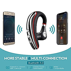 Bluetooth Headset 5.0,CANDEO High-Fidelity Audio Wireless Bluetooth Earpiece Hands Free Business Earphones with Noise Reduction mic,Compatible iPhone,Android Cell Phones Other Bluetooth-enabled Device