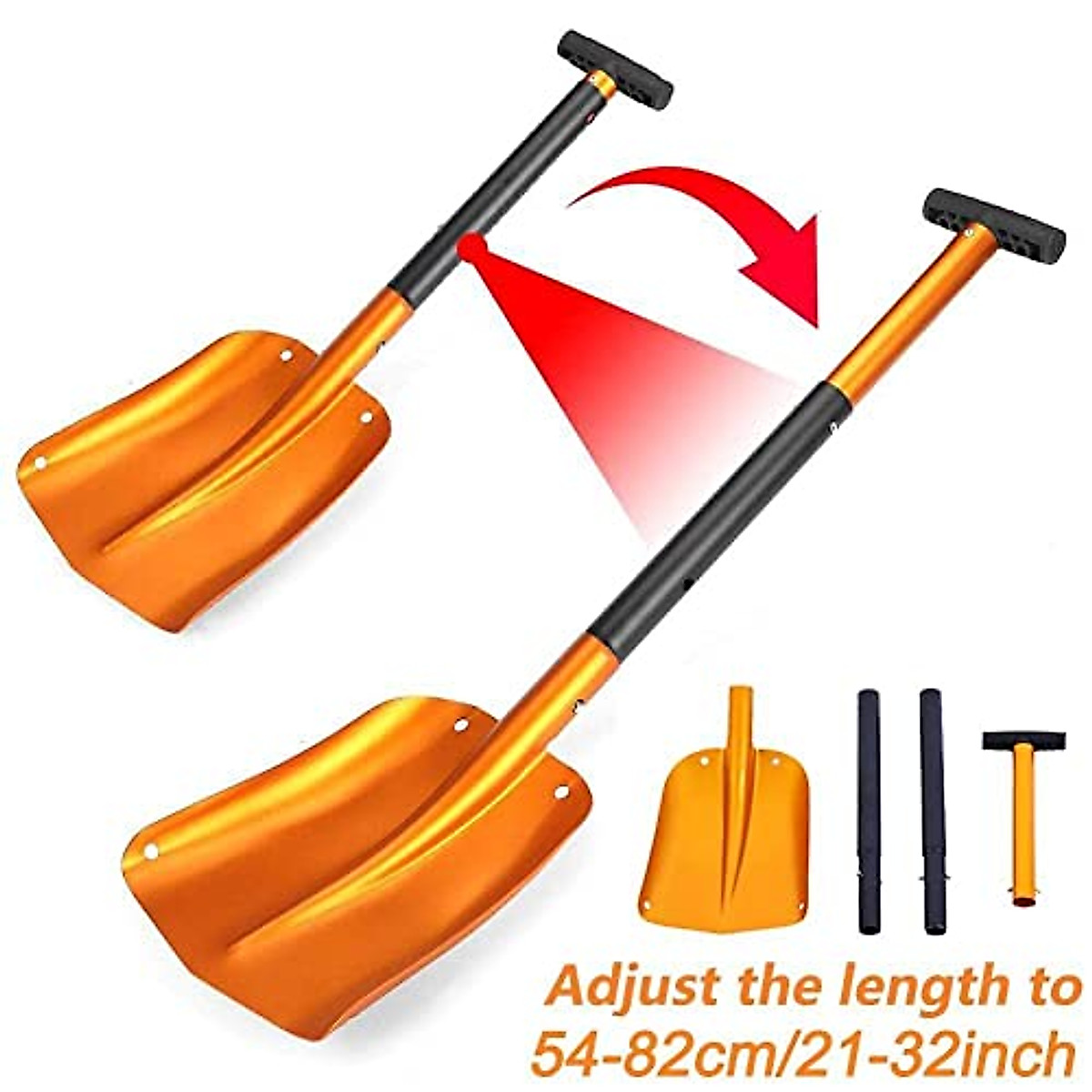 Foldable Emergency Shovel with Extendable Handle, Aluminum Lightweight Ski,Garden for Car,Outdoor Shovel Camping