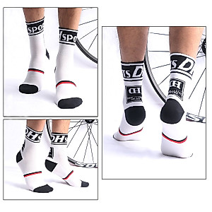 Libar Men's Cycling Socks Unisex Breathable Sports Running Trekking Athletic Basketball Socks (3 Pairs(white+green+blue))