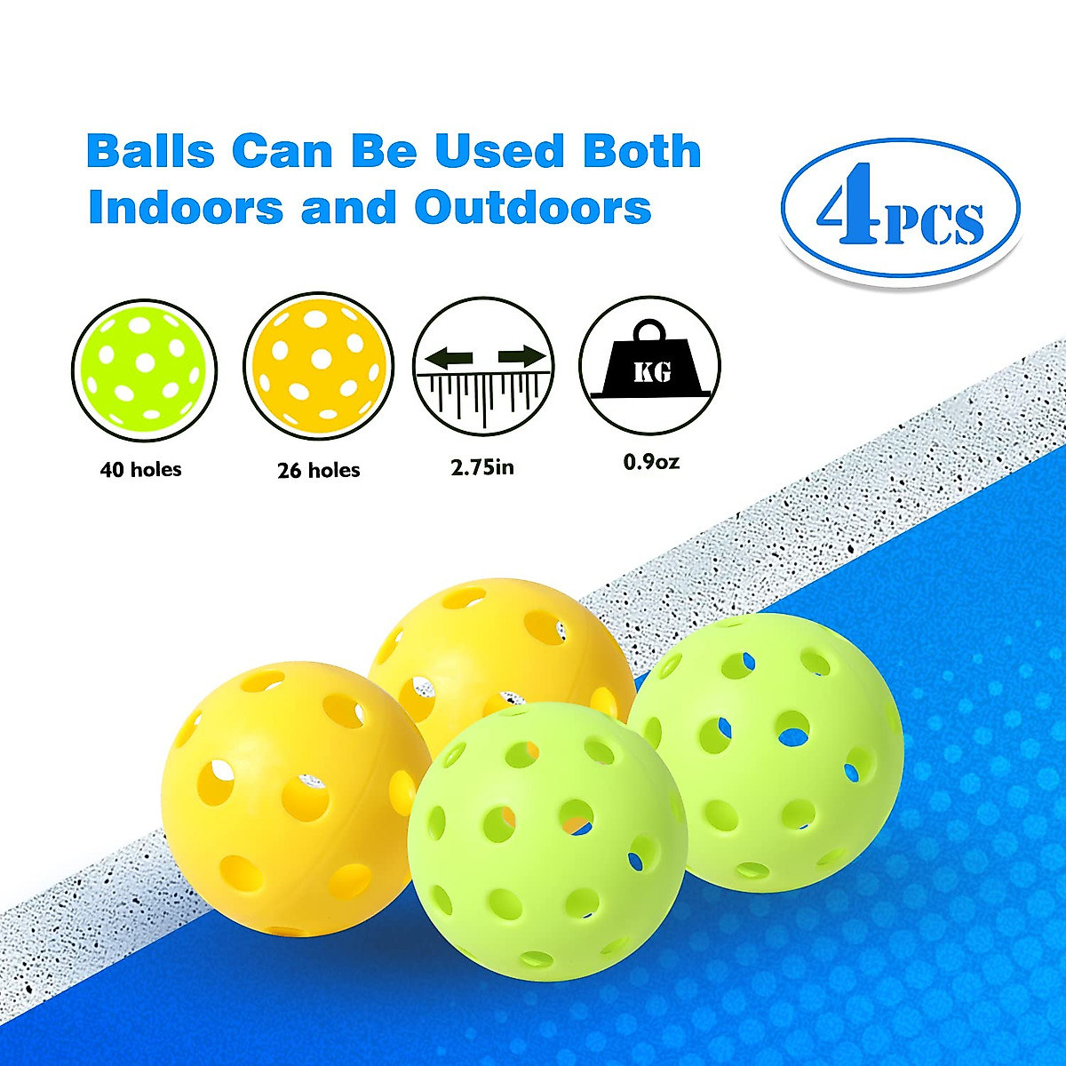 GSE Pickleball Paddles Set with Lightweight Pickleball Rackets & Indoor/Outdoor Pickle-Balls & Mesh Carrying Bag for Adults, Kids, Gifts for Men Women(2 Paddles / 4 Balls)