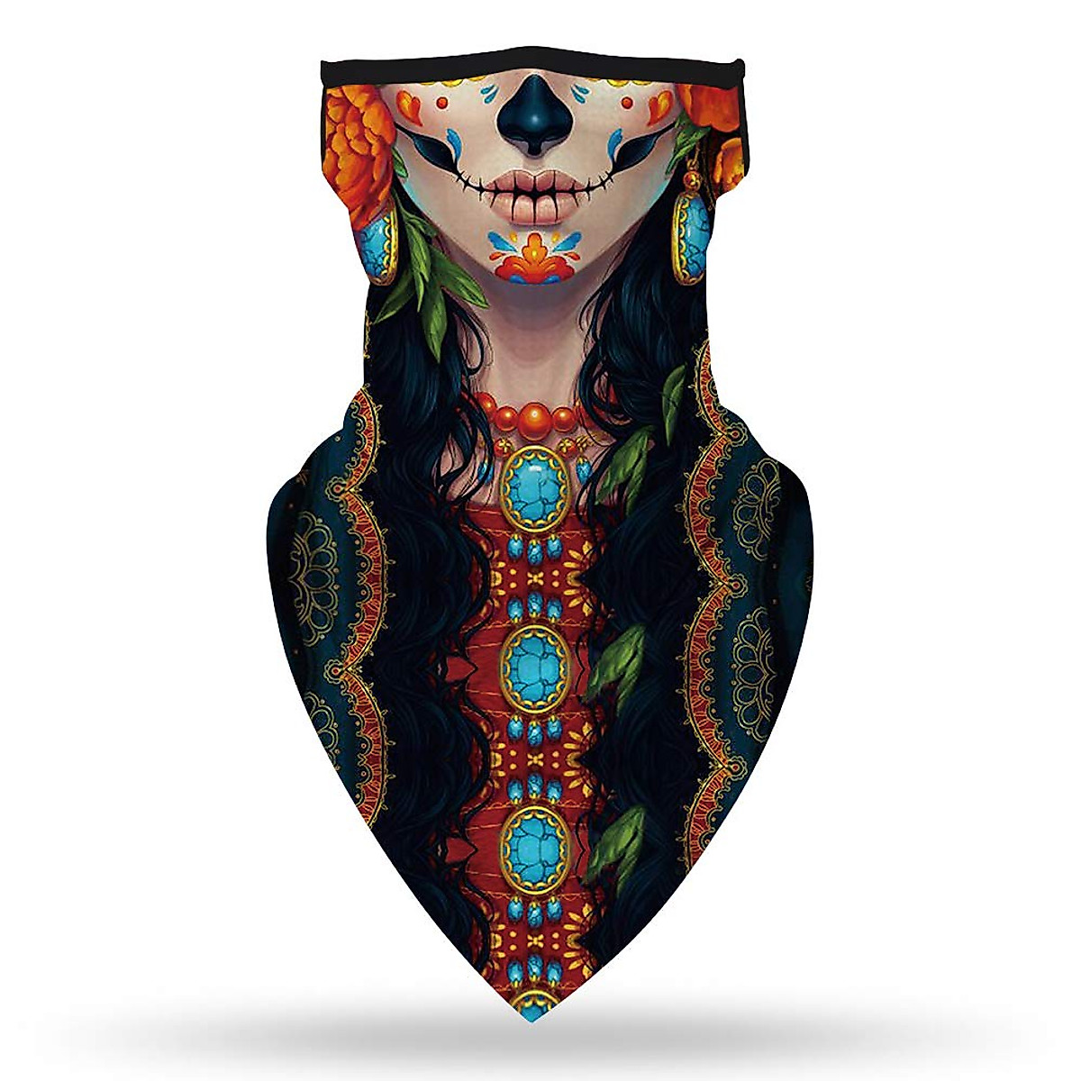 Visen Face Bandana Ear Loops Stylish Men Women Neck Gaiters for Dust Wind Motorcycle(C)