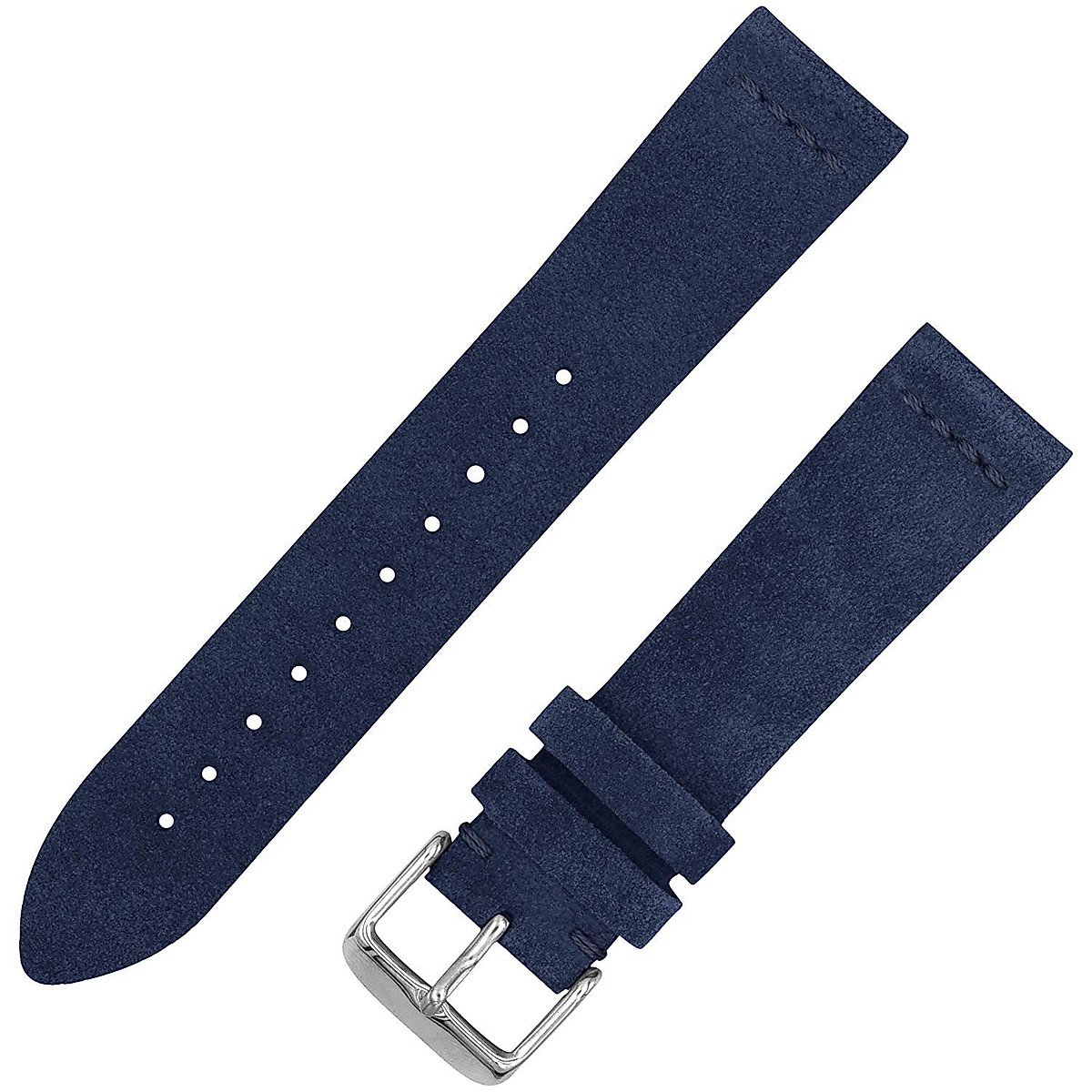 Benchmark Basics Navy Blue 22mm Suede Watch Strap - Vintage Leather Watch Band for Men & Women - Compatible with Regular & Smart Watches