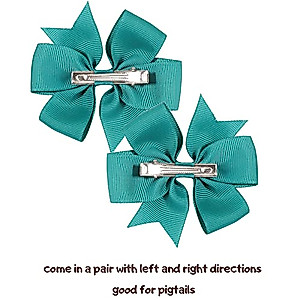 choicbaby 60pcs 3 Inches Boutique Grosgrain Ribbon Pinwheel Hair Bows for Baby Girls, Toddler Bows Hair Clip Birthday Gifts In Pair