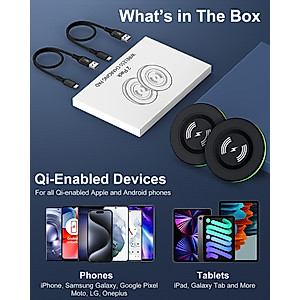 2Pack 15w Phone Wireless Charging Pad for Google Pixel 8 8 Pro 7 pro 7a 7 6 pro, QI Wireless Charger Station Cargador Inalambrico for Android Samsung Galaxy S24 S23 + S22 Ultra Apple iPhone 15 14 13