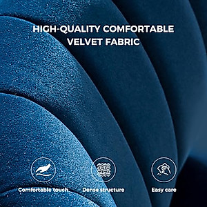 HULALA HOME Velvet Dining Chairs, Modern Small Armless Accent Chair with Gold Metal Legs, Living Room Upholstered Cute Side Chair, Elegant Tufted Back Vanity Chair for Bedroom/Beauty Room-Navy