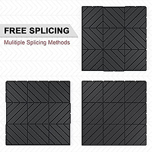VANCASTLE Plastic Interlocking Deck Tiles, 12"x12"(Pack of 9), Patio Flooring Outdoor Waterproof All Weather Use, Outdoor Flooring for Patio Garden Poolside Front/Back Yard, Dark Grey