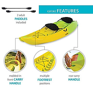 Lifetime 91071 Manta 100 Tandem Kayak, Paddles Included, Yellow/Lime, 10-Foot