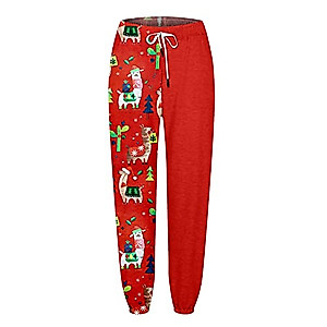Womens Cargo Sweatpants,High Waisted Sweatpants for Women Christmas Print Elastic Waisted Workout Jogging Drawstring Casual Baggy Workout Pants Santa Claus Graphic Print U XL