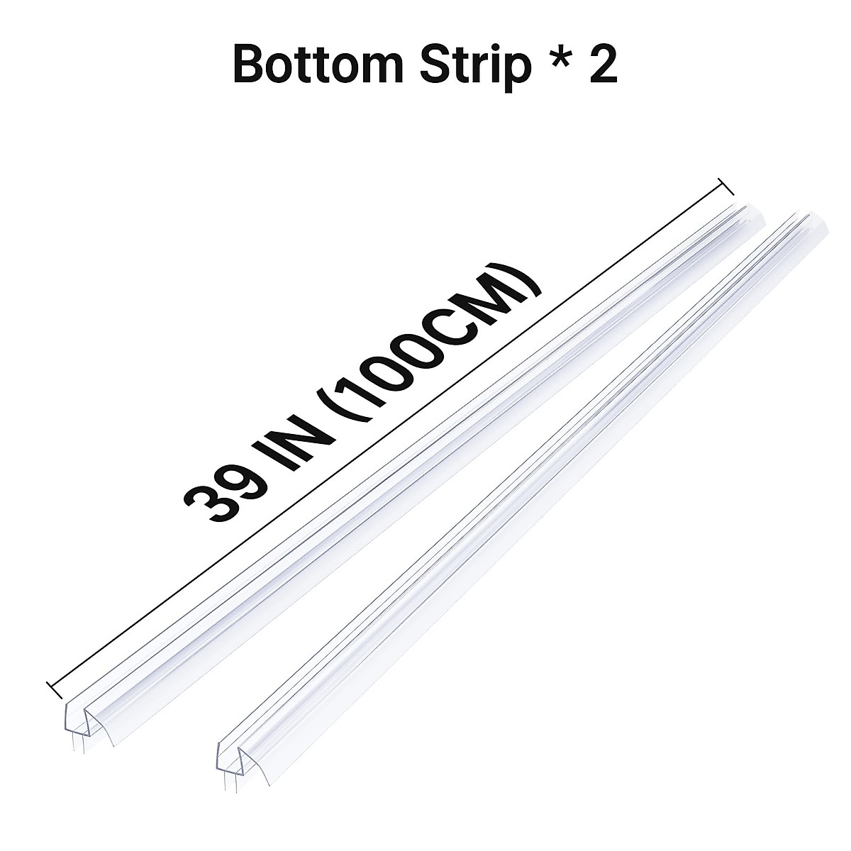 AmazerBath Shower Door Bottom Seal 39 inch (Set of 2) - Suitable for 3/8 Inch Glass, Frameless Glass Shower Door Seal Strip, Shower Door Sweep