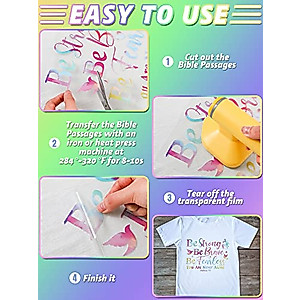 Laumoi Iron on Decals for Clothing Iron on Transfers for T Shirt HTV Heat Transfer Iron on Patches Bible Verse Jesus Inspirational Quote Sticker Applique for Hat Jacket DIY Craft (6 Pcs, Faith)