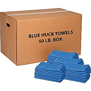 Global Industrial 50 Lb. Box 100% Cotton Huck Towels, Blue