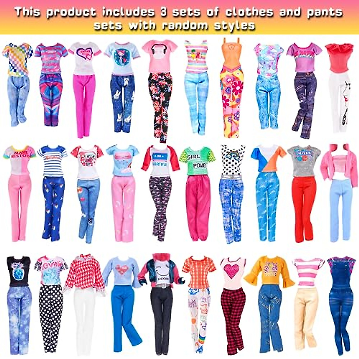 ebuddy Doll Clothes and Accessories 33 Pack Doll Outfit Dress Swimsuit and Necklaces Handbags Shoes for 11.5 Inch Girl Doll