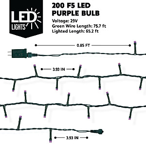 Joiedomi 200 LED Purple Halloween String Lights with 8 Modes 65.2FT Green Wire for Indoor Outdoor Holiday Décor Halloween Event Decoration, Tree, Eaves, Haunted House Theme Party