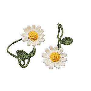 2Sets Daisy Bookmarks Handmade Knitted Gifts for Readers Book Lovers Writers, Curtain tiebacks holdbacks,Car Ornaments