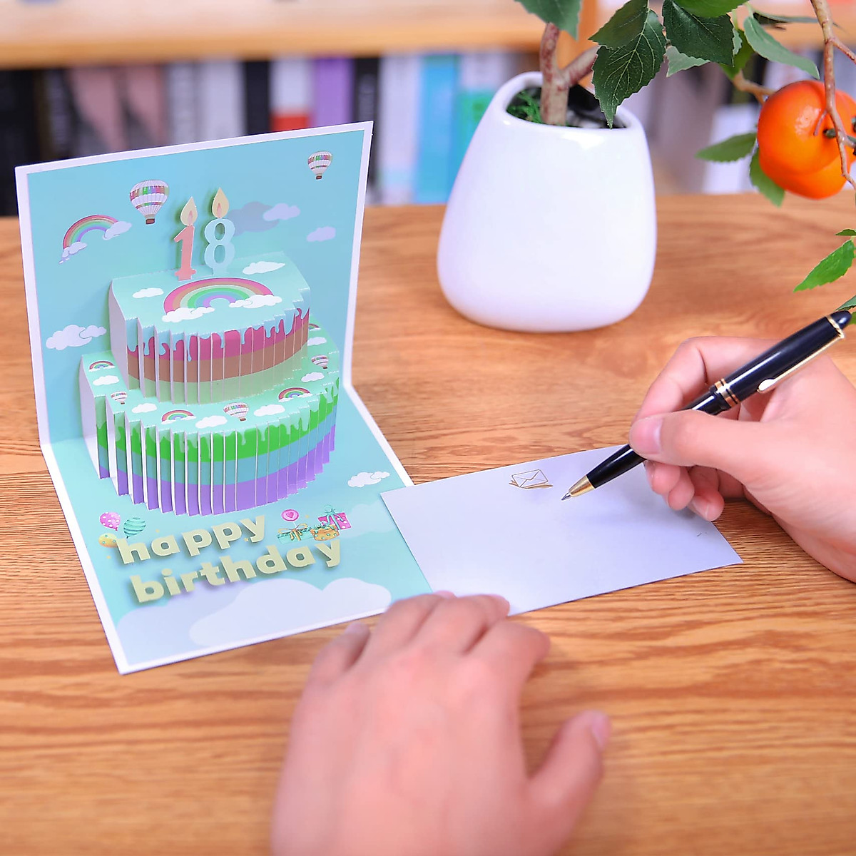 GREETING ART Rainbow Birthday Cake Birthday Pop Up Card, 6x6-3D Birthday Greeting Card, Pop Up Birthday Card for Mom, Happy Birthday Card for Kids, Celebration Cards