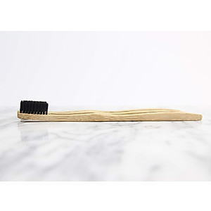 bmbu Bamboo Toothbrush 4 Pack - Medium/Soft Charcoal Bristles Tooth Brushes Wooden Handle - BPA Free, Eco Friendly, Vegan Product Gift Idea, Sustainably Grown in Recycled Biodegradable Packaging