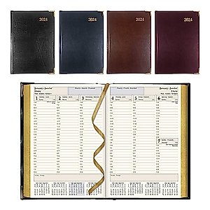 Brownline 2024 Executive Weekly Planner, Appointment Book, 12 Months, January to December, Sewn Binding, 8.187" x 5.625", Trilingual, Assorted Colors (CBE507.ASX-24)