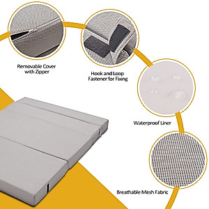 BDEUS Folding Mattress with Storage Bag Folding Sofa 4" Breathable High-Density Foam Mattress Topper, Portable Guest Bed with Removable&Washable Cover (Q (75 x 60 Inch))