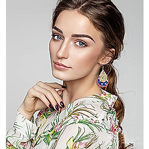 MOROYA 25 Pairs 4th of July Independence Day Leather Earings for Women Lightweight Star Gnome Smile Hat Patriotic Teardrop Dangle Earrings American Flag Earrings Set July 4th Decoration