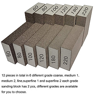 12 Pack Sanding Sponge,Sackorange Coarse/Medium/Fine/Superfine 6 Different Specifications Sanding Blocks Assortment,Washable and Reusable
