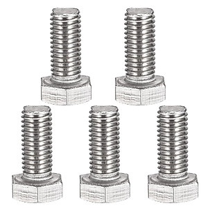 MroMax 5Pcs M10 x 25mm Hex Head Screws Bolts, 304 Stainless Steel 18-8, Fully Threaded, External Hex Drive, for Mounting Chair, Handles, Rail, Pump, Wheels, Antenna Parts, Boat and Plastic Bumpers