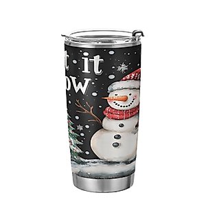 Jinhinox Christmas Let It Snow Coffee Tumbler Cups Insulated Tumblers Travel Coffee Mug Water Cup Bottle Stainless Steel Tumbler with Lid and Straw for Cold Ice Hot Drink Outdoor Women Men