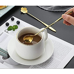 Stainless Steel Tableware Creative Flower Coffee Spoon, Sugar Spoon, Stirring Spoon, Mixing Spoon, Stir Bar Spoon, Tea Spoon, Ice Tea Spoon for Tea, Cake, Dessert Ice Cream Spoon, Set of 4, (Gold - 4)