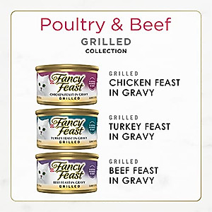 Purina Fancy Feast Grilled Wet Cat Food Poultry and Beef Collection Wet Cat Food Variety Pack - (30) 3 oz. Cans