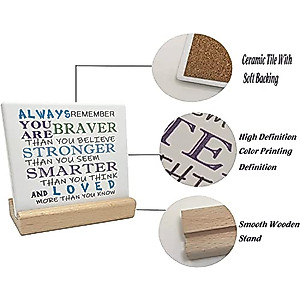 Bedency Funny Office Quote I Don't Have Ducks or a Row Ceramic Table Plaque with Wooden Stand Rustic Humorous Desk Sign Desk Decor for Home Living Room Shelf Table Decoration