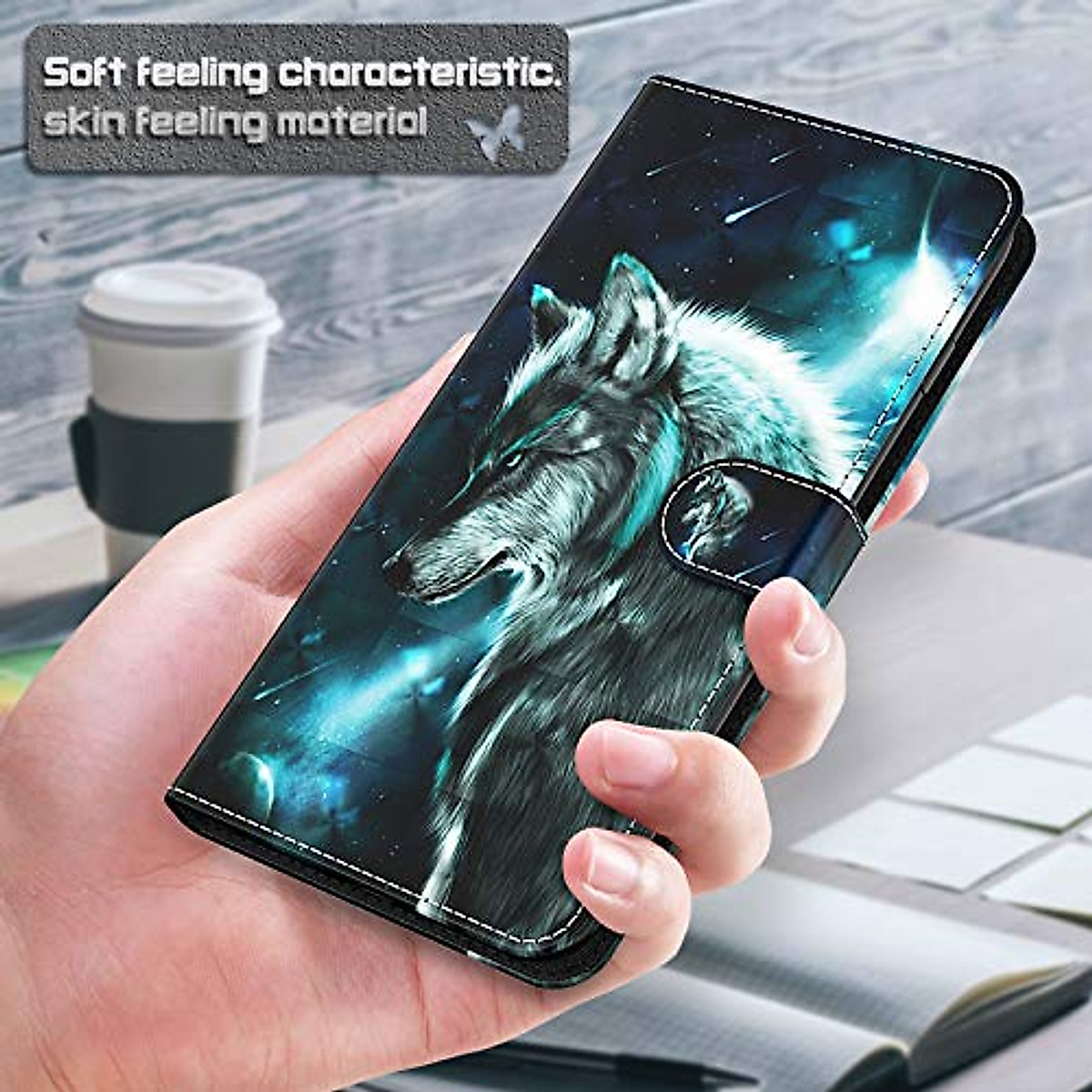 ALILANG Phone Case for Oppo Find X5 Pro Case, Premium Flip Magnetic Closure Stand Function Card Holder PU Leather Cover for Oppo Find X5 Pro Wallet Case-Wolf