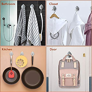 TBMax Adhesive Wall Hooks, 4 Pack Heavy Duty Stainless Steel Towel Hook for Hanging, Stick on Wall Hangers-Waterdrop