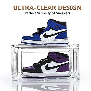 SIMPLGIRL Shoe Box 9 Pack, Clear Acrylic Shoe Boxes, Shoe Storage Boxes, Foldable Shoe Box, Shoe Organizer Box with Magnetic Door Fits Up to Size 14