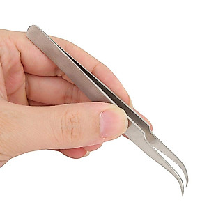 HEEPDD Tweezers, 4PCS Serger Tweezers with Serrated Tips Serrated Bent Tweezers Tips Stainless Steel Straight Tweezer Tip Curved Anti Static Tweezers Sewing Machine Accessory