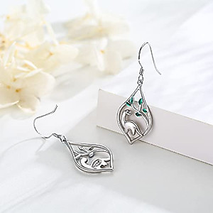Dinosaur Earrings for Women 925 Sterling Silver Cute Dinosaur Dangle Earrings Hypoallergenic Dinosaur Jewelry Gifts for Women Teens Wife Birthday Christmas