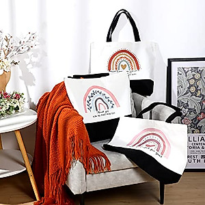 10 Pcs Employee Appreciation Gifts Teacher Tote Bags Bulk Rainbow Canvas Bag Inspirational Quotes with Zipper Thank You Gifts Inspirational Gifts for Women Teacher Coworker