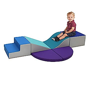 Factory Direct Partners 13021-CTPU SoftScape Playtime All Around Climber for Crawling Infants and Toddlers, Soft Foam Active Playset with Steps and Slides (6-Piece) - Contemporary/Purple