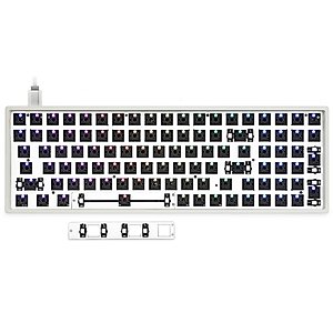 KPREPUBLIC gk96 gk96x hot swappable Custom Mechanical Keyboard Kit Support RGB Switch LEDs Type c Software programmable Balck White case (GK96X White Case Kit x1)