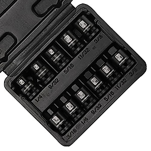 MIXPOWER 11 Pieces 3/8-inch Drive Pipe Plug Socekt Set, SAE, CR-MO, Tapered Male Square Drive, Chamfered Female Square Drive