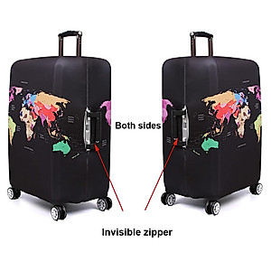 MosaiRudo Thicker Luggage Cover Elastic Suitcase Cover Protector Fits 18-32 Inch Suitcase Travel Accessories (World Map, S)